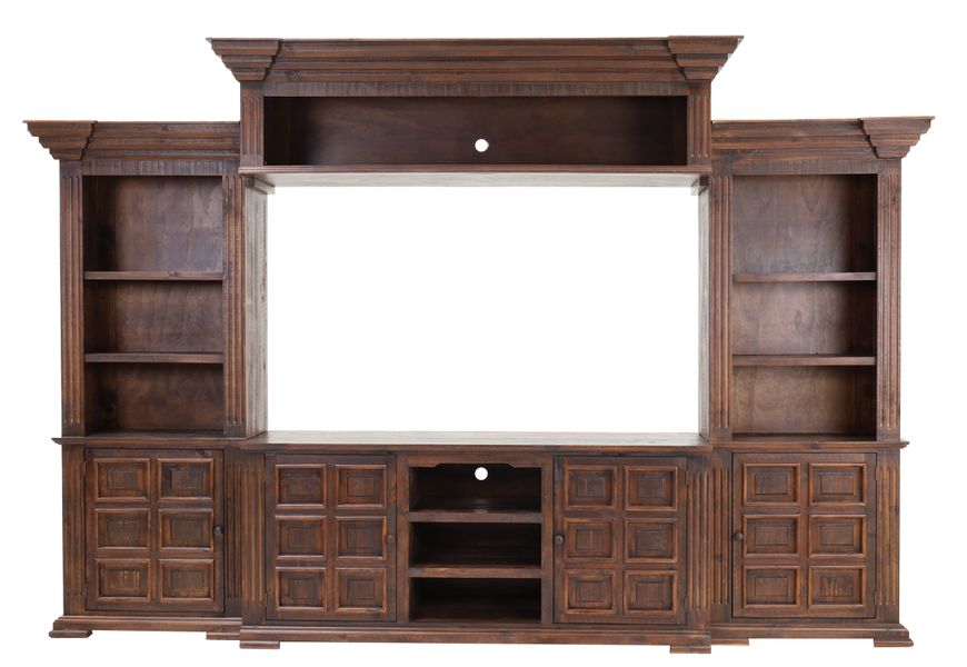 Vintage Furniture Chalet Walnut 4 Piece Entertainment Wall Unit ...