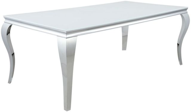 Coaster® Carone White Glass Top 81" Dining Table with Chrome Legs ...