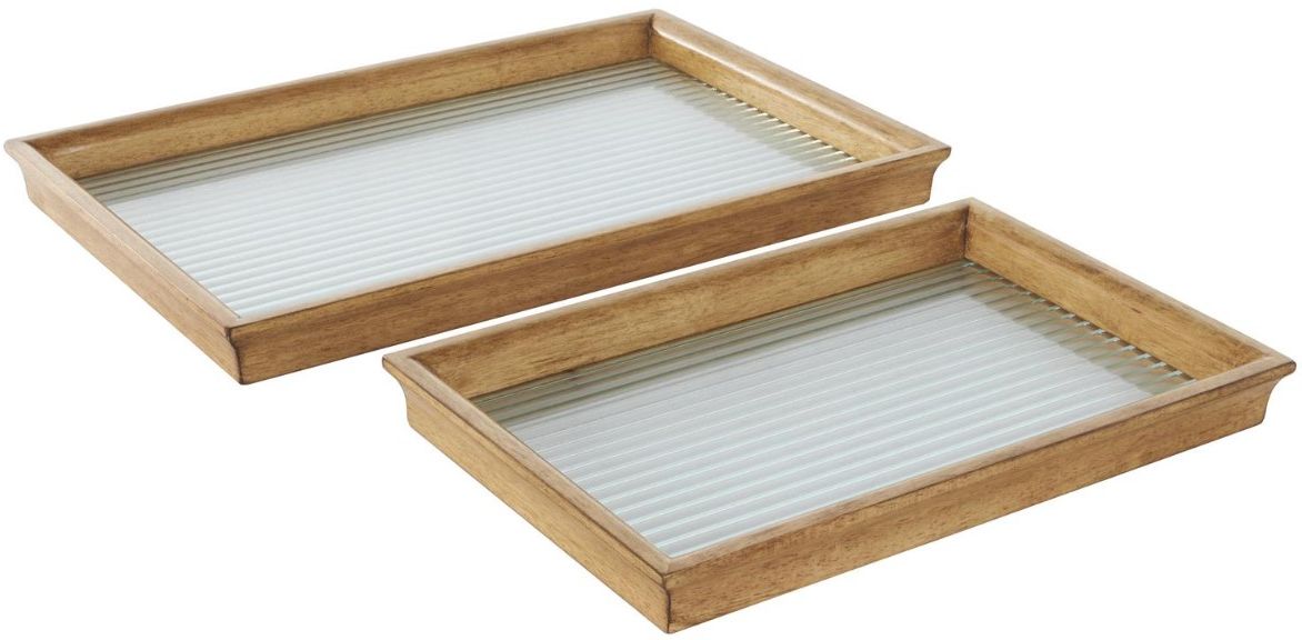 Deco Marche 2-Piece Brown Nesting Tray with Fluted Glass Bases ...