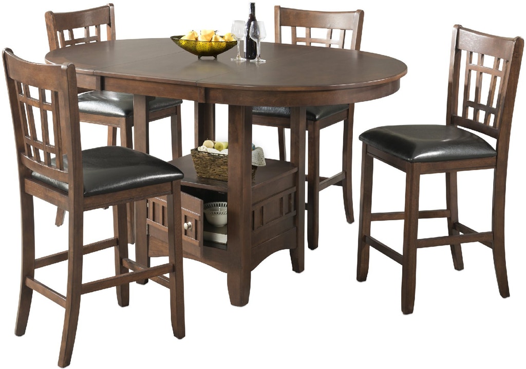 Elements International Max 5 Piece Cherry Pub Table Set