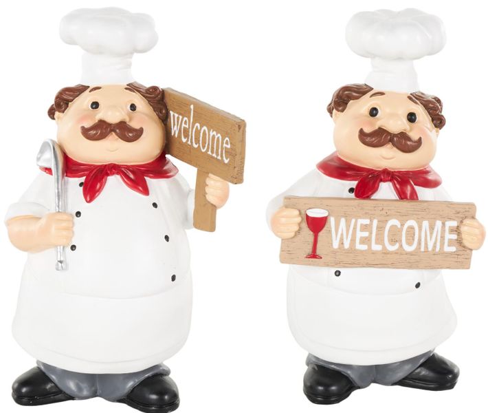 Deco Marche 2-Piece White Chef Kitchen Decorative Sculpture with ...