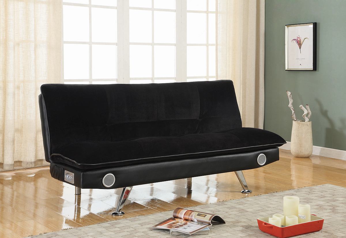 Coaster Black Odel Upholstered Sofa Bed With Bluetooth Speakers Homelife Furniture Mattress Tracy CA