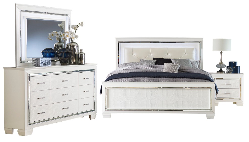Homelegance allura bedroom set with led lighting queen bed store