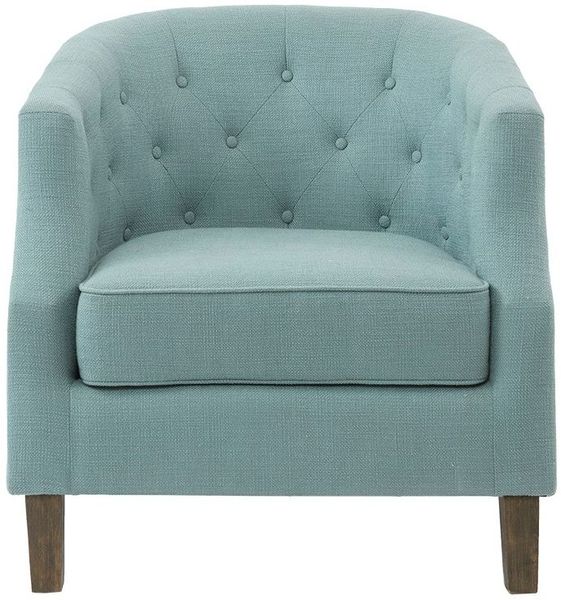 Olliix by Madison Park Dusty Aqua Ansley Chesterfield Barrel Chair ...