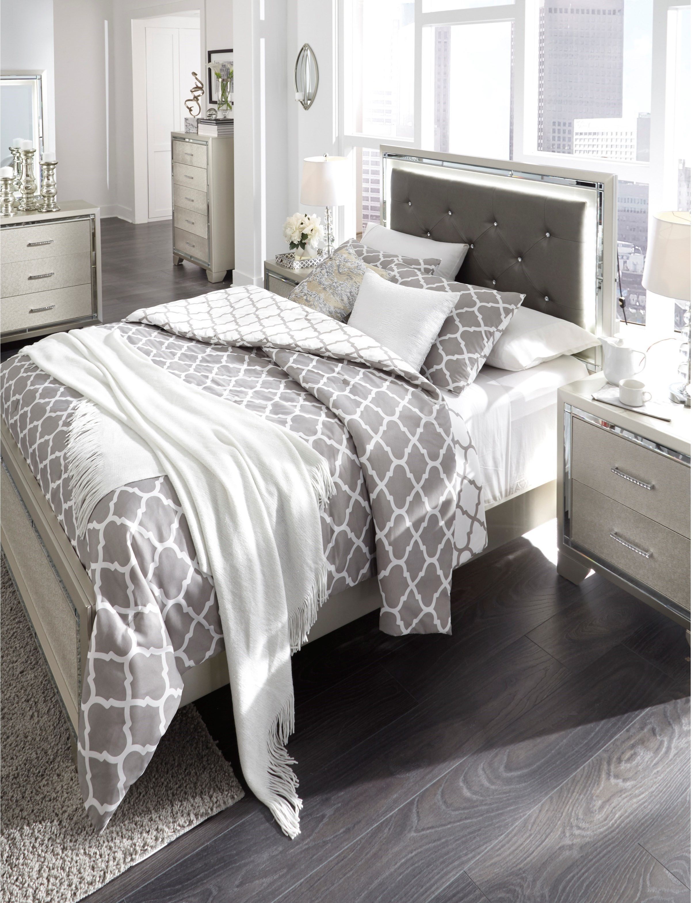 Signature Design by Ashley Lonnix Silver Full Panel Bed Roby s Furniture Appliance