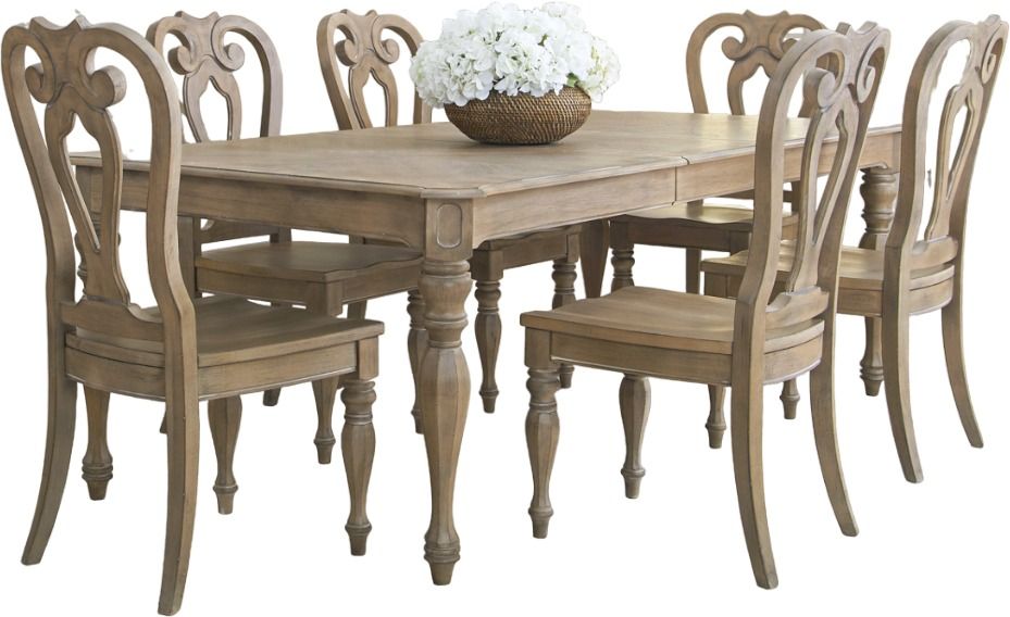 Liberty Furniture Magnolia Manor 7-Piece Weathered Bisque Dining Table ...