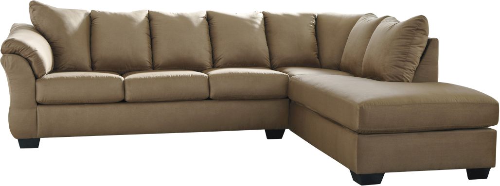 Signature Design by Ashley Darcy 2 Piece Mocha Right Arm Facing Sofa Sectional and Chaise Farnham s Furniture Galleries Casper Wyoming