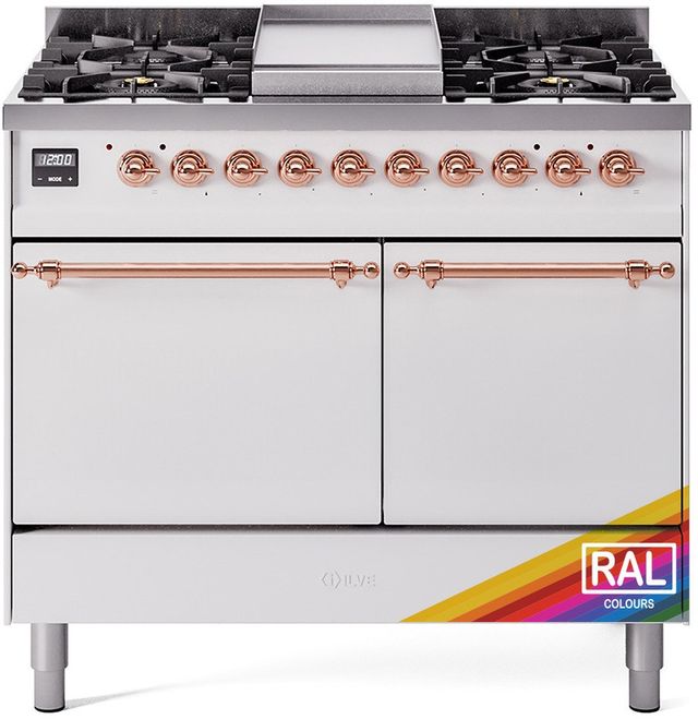 Ilve® Nostalgie II 40" Custom RAL Color Freestanding Dual Fuel Range ...