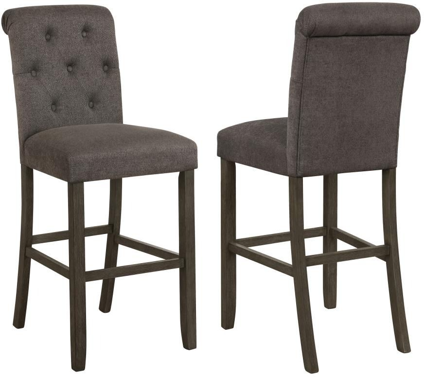 Coaster Balboa 2 Piece Grey Rustic Brown Tufted Back Bar Stools