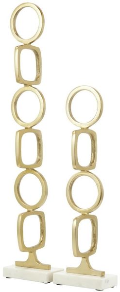 Deco Marche 2-Piece Gold Geometric Rings Decorative Sculpture Set with ...