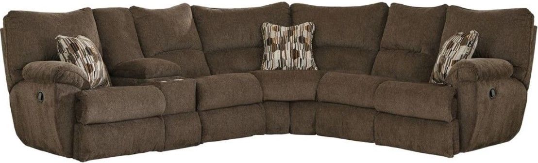 Catnapper® Elliot 2-Piece Chocolate Lay Flat Reclining Curved Sectional ...