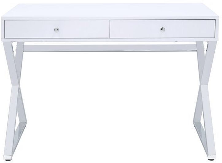 ACME Furniture Coleen Chrome White Writing Desk Wood s Furniture