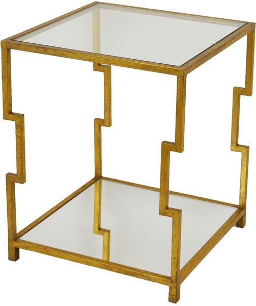 Zeugma Imports Glass Top End Table with Gold Frame | Miskelly Furniture