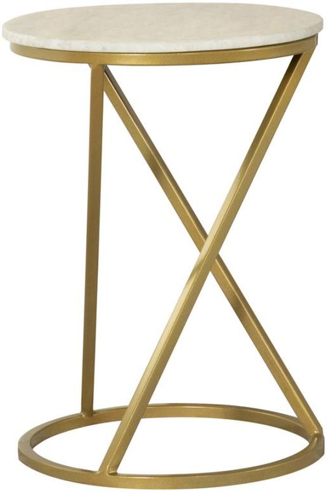 Coaster® Malthe White Accent Table with Antique Gold Accent Base ...