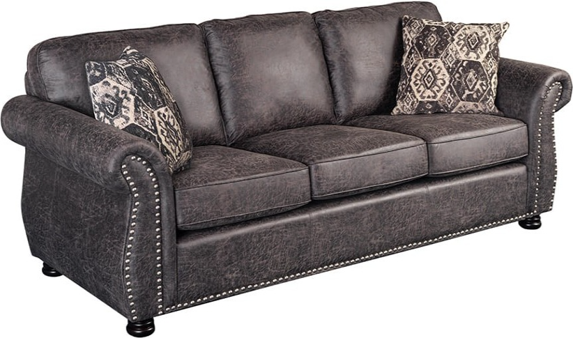 Porter International Designs Elk River Gray Sofa with Nailhead Trim Gil s Furniture and SleepSource