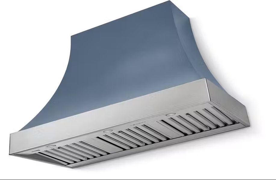 AGA Cascade 48" Stone Blue Wall Mounted Range Hood with Brushed Nickel ...