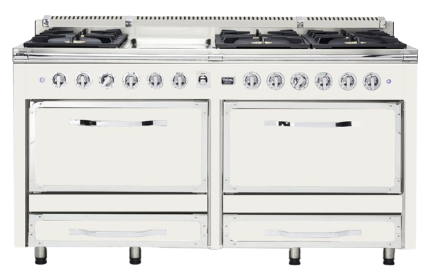 Viking Tuscany 66 Pure White Natural Gas Dual Fuel Range with 2 Induction
