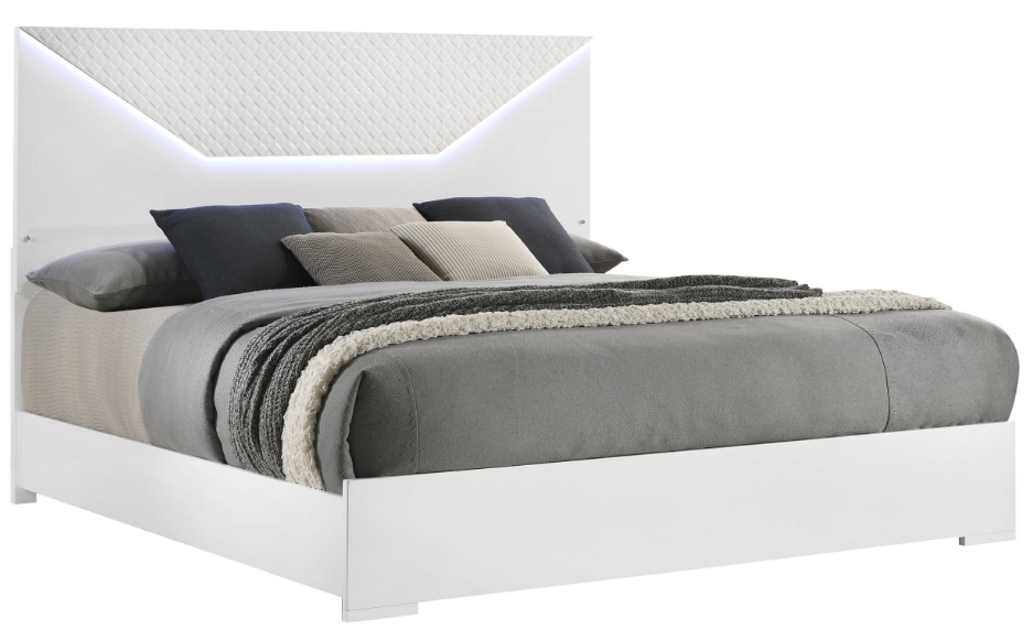 Coaster Ives White High Gloss Queen Panel Bed Furniture Express Valdosta GA