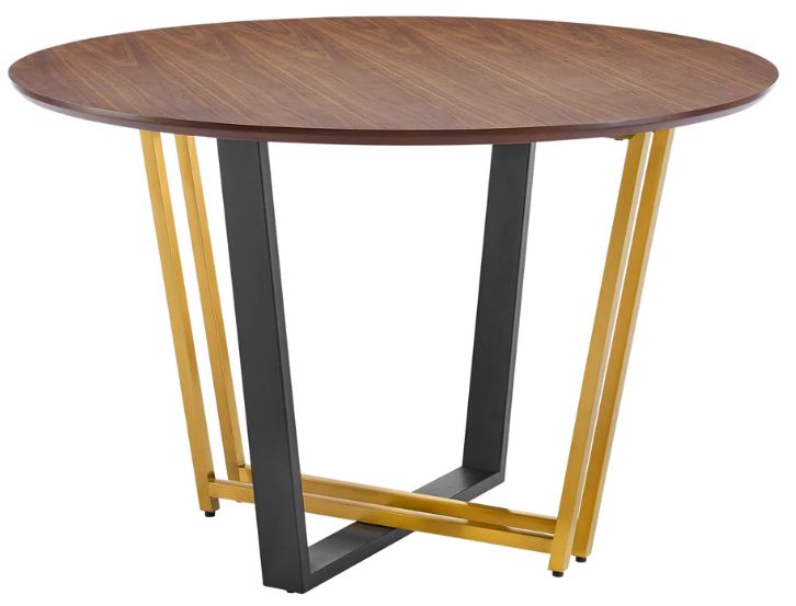 Armen Living Joana Walnut Dining Table with Black/Gold Base | BlvdHome