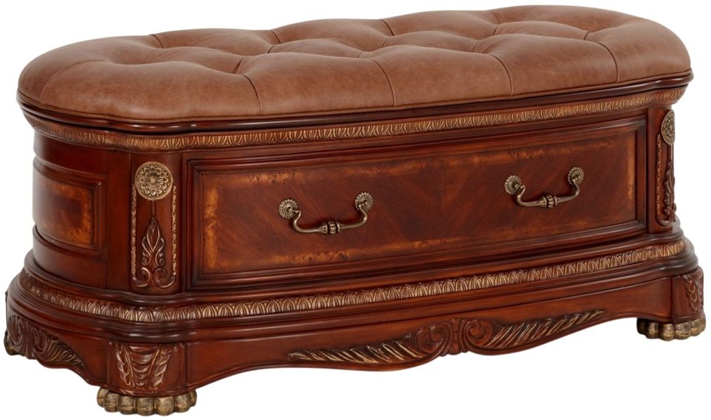 Michael Amini® Cortina® Brown/Honey Walnut Storage Bench | Mary’s ...