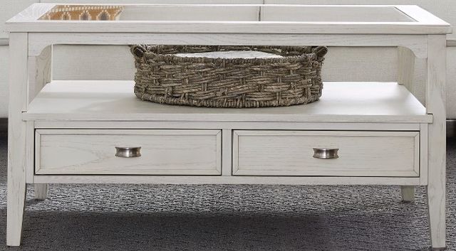 Null Furniture Outer Banks Glass Top Rectangular Cocktail Table with ...