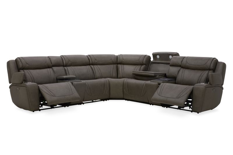 Kate Preston Home 7pc Anthracite Leather Sectional with Cooling Unit ...