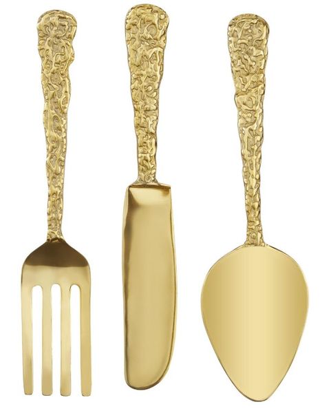 Deco Marche 3-Piece Gold 6'' Utensils Wall Decor Set | Fischer ...