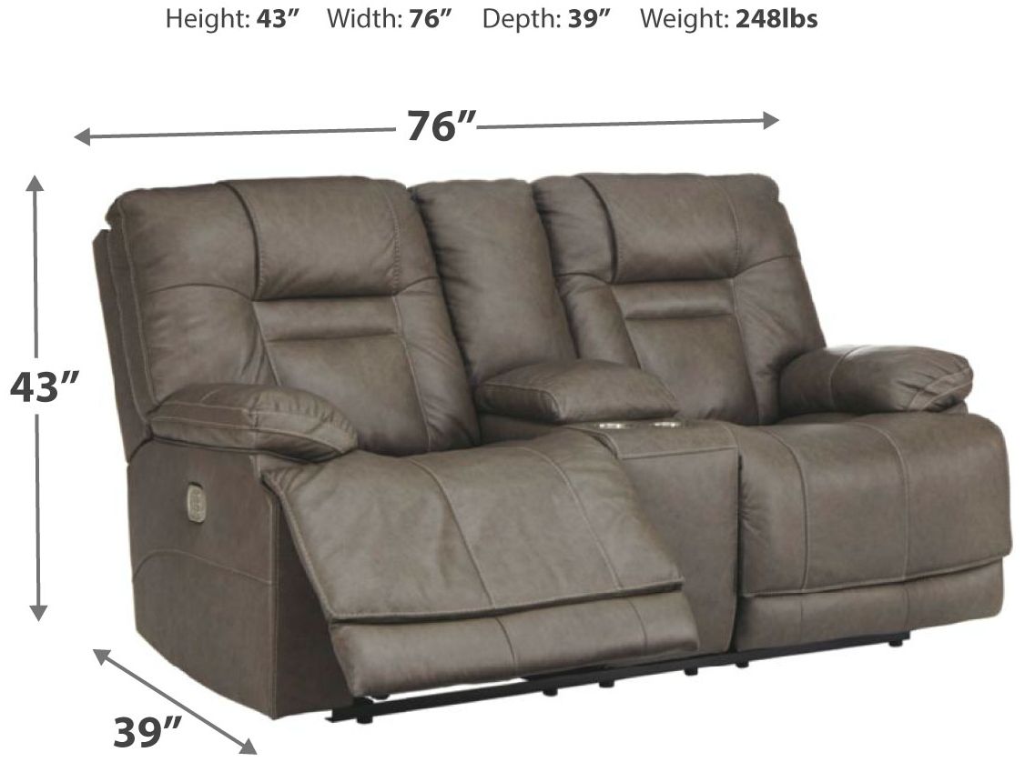 Signature Design by Ashley Wurstrow Smoke Power Reclining Loveseat with Adjustable Headrest Lumbar Western Living Furniture and Mattresses in Vernal UT