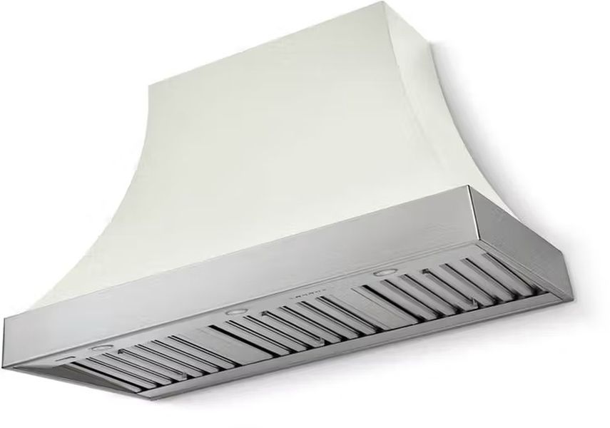 AGA Cascade 48" White Wall Mounted Range Hood with Antique Brass Trim ...