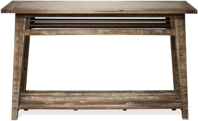 Riverside Furniture Rowan Rough-Hewn Gray Sofa Table with Metal Top ...