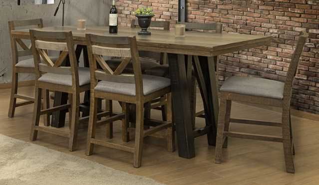 International Furniture Direct Loft Brown 7-Piece Brown/Gray Counter ...