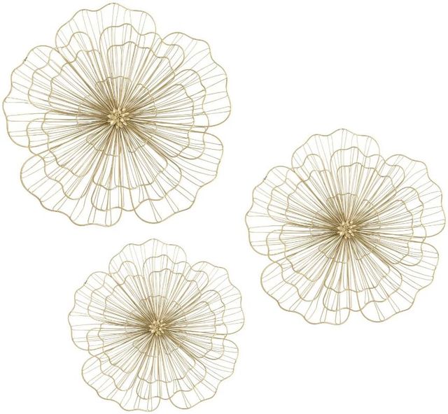 Classy Art 3-Piece Gold Wire Flowers Wall Decor Set | The Cleveland ...