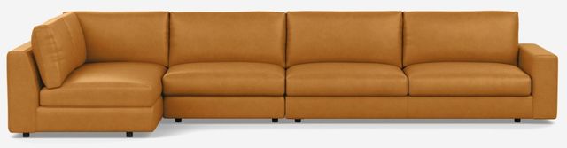 EQ3 Cello Plush 2-Piece Leather Angled Arm Sectional Sofa with Full Arm ...