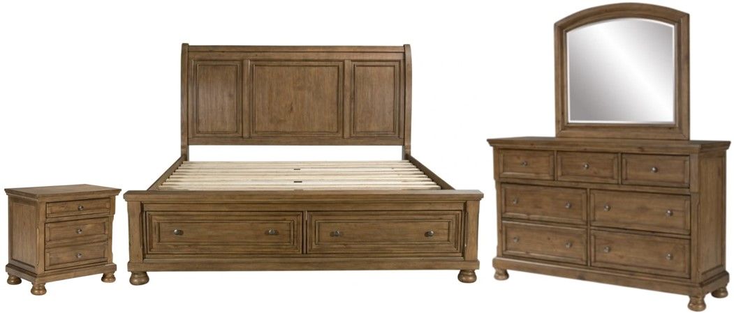 Signature Design by Ashley® Feddinger 4-Piece Medium Brown Queen Sleigh Bedroom Set | Miskelly ...