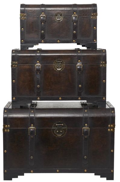 UMA Enterprise 3-Piece Dark Brown Nesting Trunk Set | Fischer Furniture ...