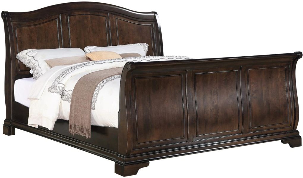 Elements International Cameron Cherry King Sleigh Bed | Jacksonville, NC