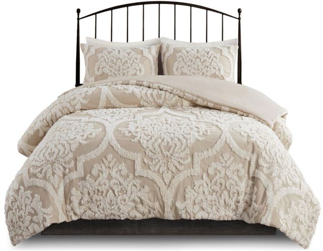 Olliix by Madison Park Viola 3 Piece taupe King/California King Tufted ...