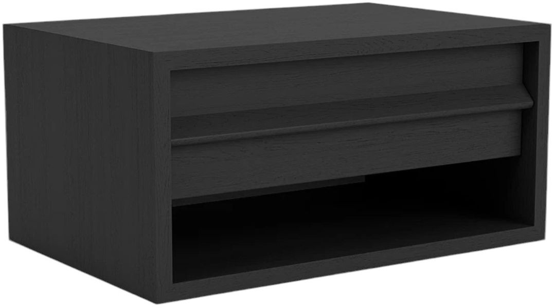 EQ3 Marcel Black Oak Open Shelf Floating Nightstand | Palliser Rooms ...