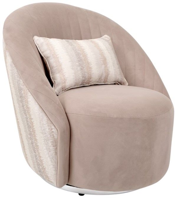 Michael Amini® Lucca Beige/Silver Swivel Chair | Lacks Furniture ...