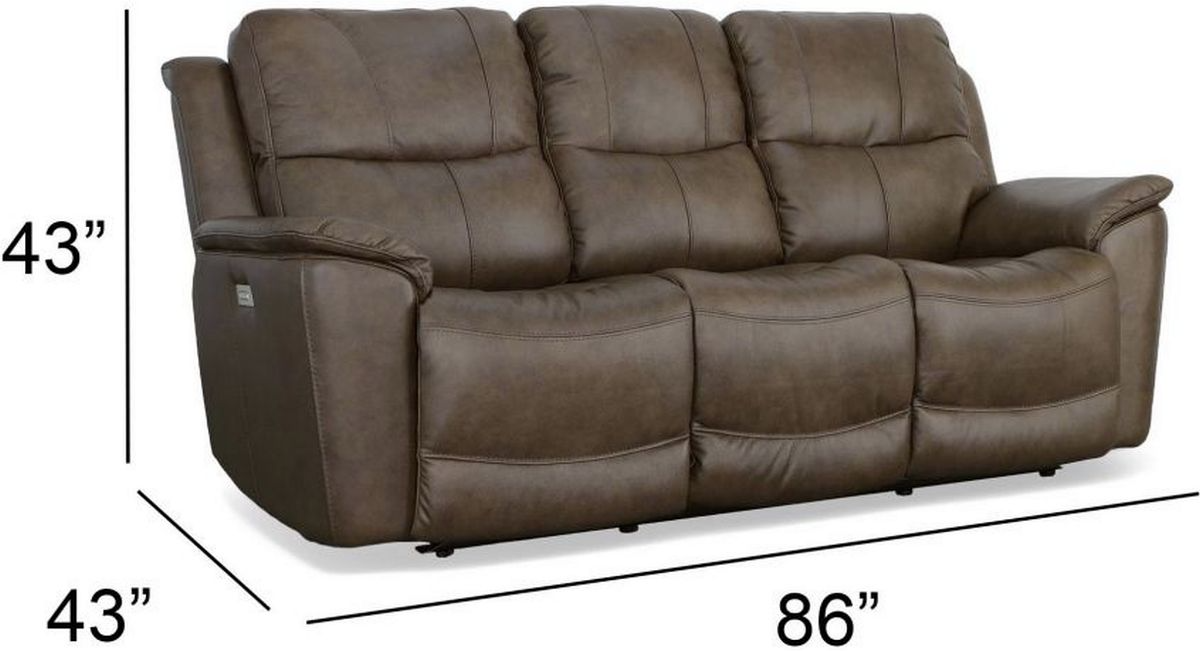 Flexsteel Cade Brown Power Reclining Sofa with Power Headrests and Lumbar Park Home Store Duncansville PA