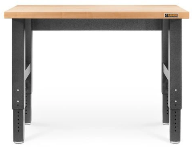 Gladiator® Hammered Granite 4' Adjustable Height Hardwood Workbench ...