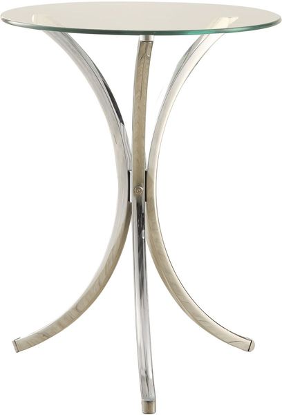 Coaster® Eloise Glass Top Round Accent Table with Chrome Curved Legs ...