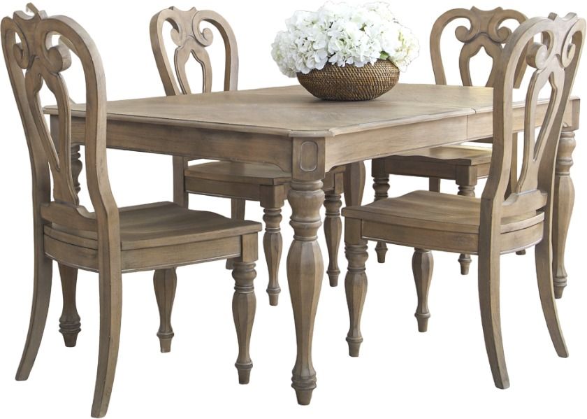 Liberty Furniture Magnolia Manor 5-Piece Weathered Bisque Dining Table ...