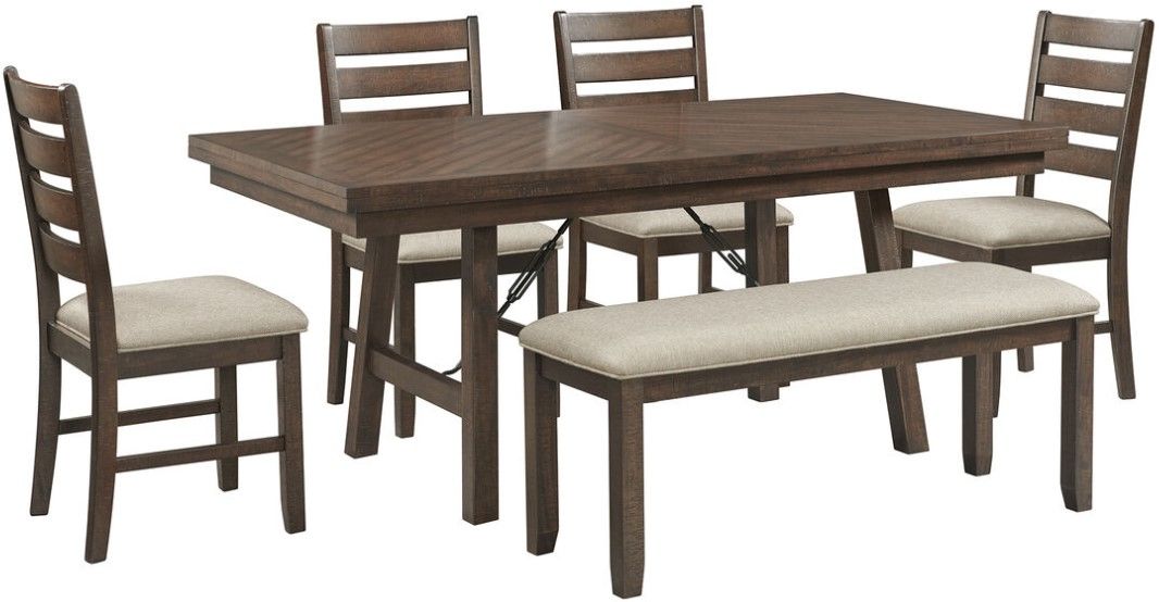 Elements International Jax 6-Piece Cherry Dining Set | Fischer ...