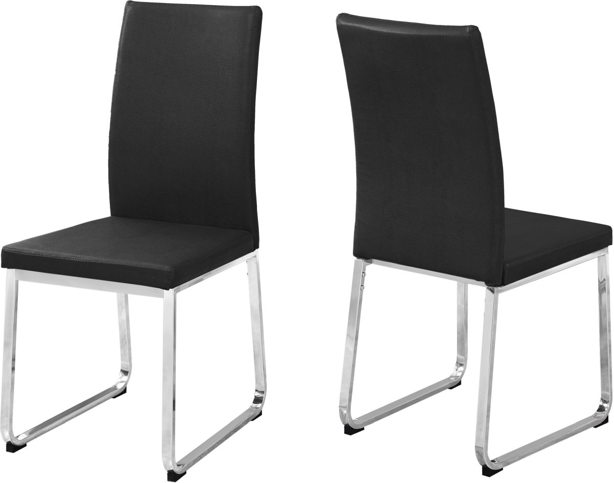 Black leather chrome dining chairs store