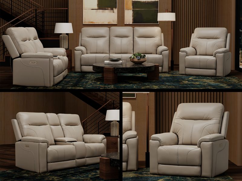 Music White Theater Sofa, Loveseat, and Recliner Set | Bob Mills Furniture