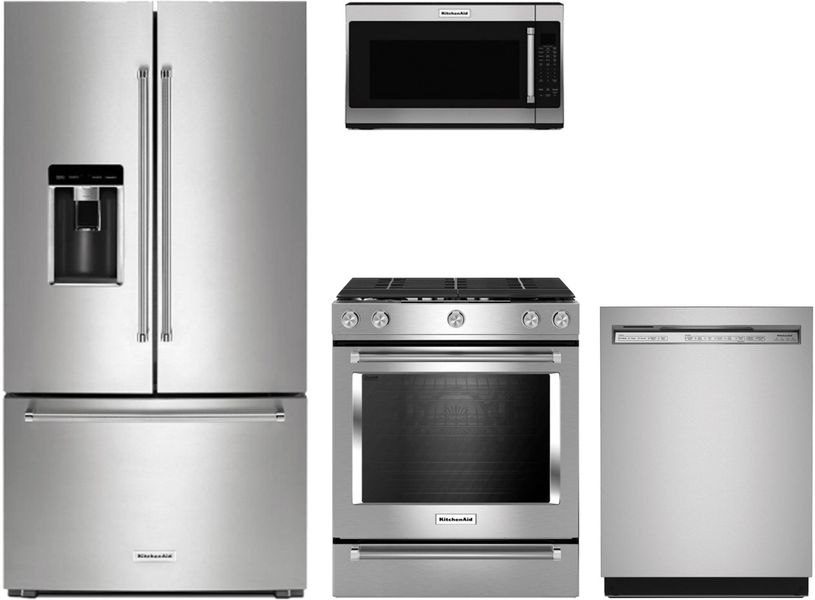 KitchenAid® 4 Piece Stainless Steel Kitchen Package | Aztec Appliance ...