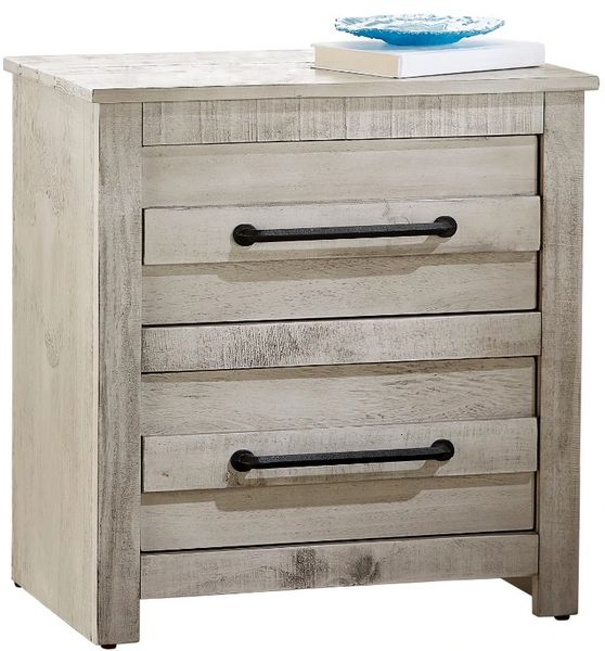 HH2 Home Villa Distressed Bright White Nightstand with USB Port ...