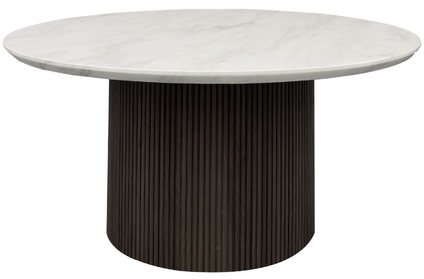 Elements International Sylvie White Coffee Table - Dark Brown Base ...