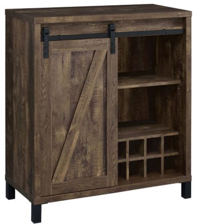Coaster® Arlington Rustic Oak Bar Cabinet with Sliding Door | Fred's ...